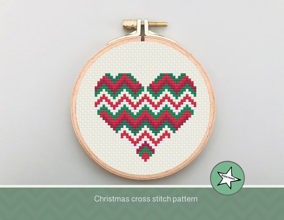 Christmas Cross Stitch Pattern Heart Christmas Heart | Etsy