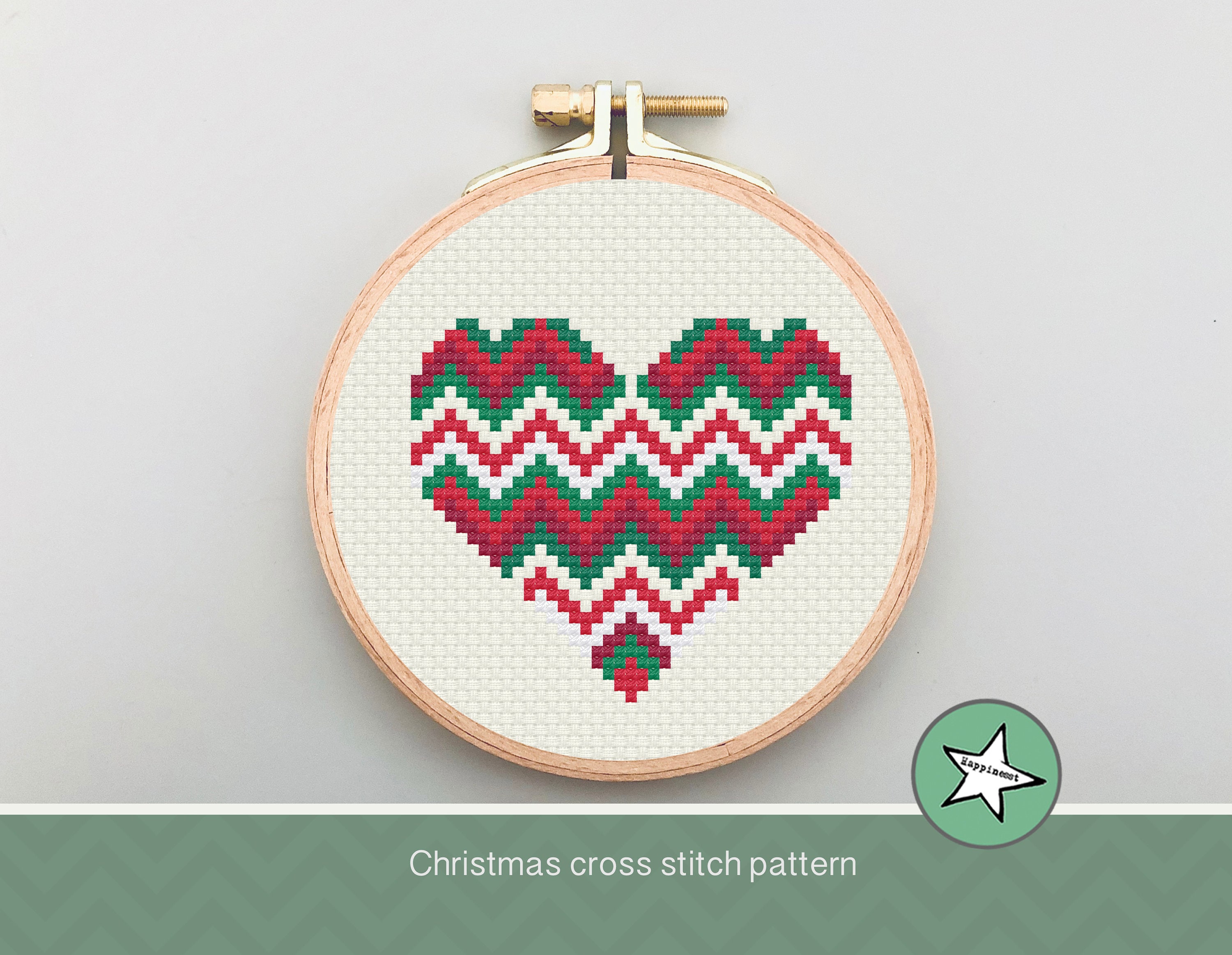 Christmas Cross Stitch Pattern Heart Christmas Heart | Etsy