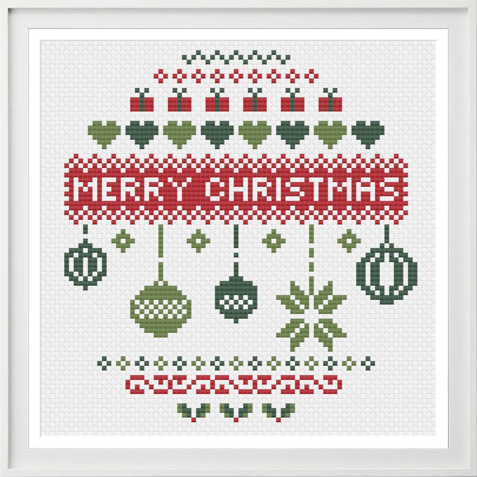 Christmas Ornament Cross Stitch Pattern, Nordic, Baubles, Christmas ...