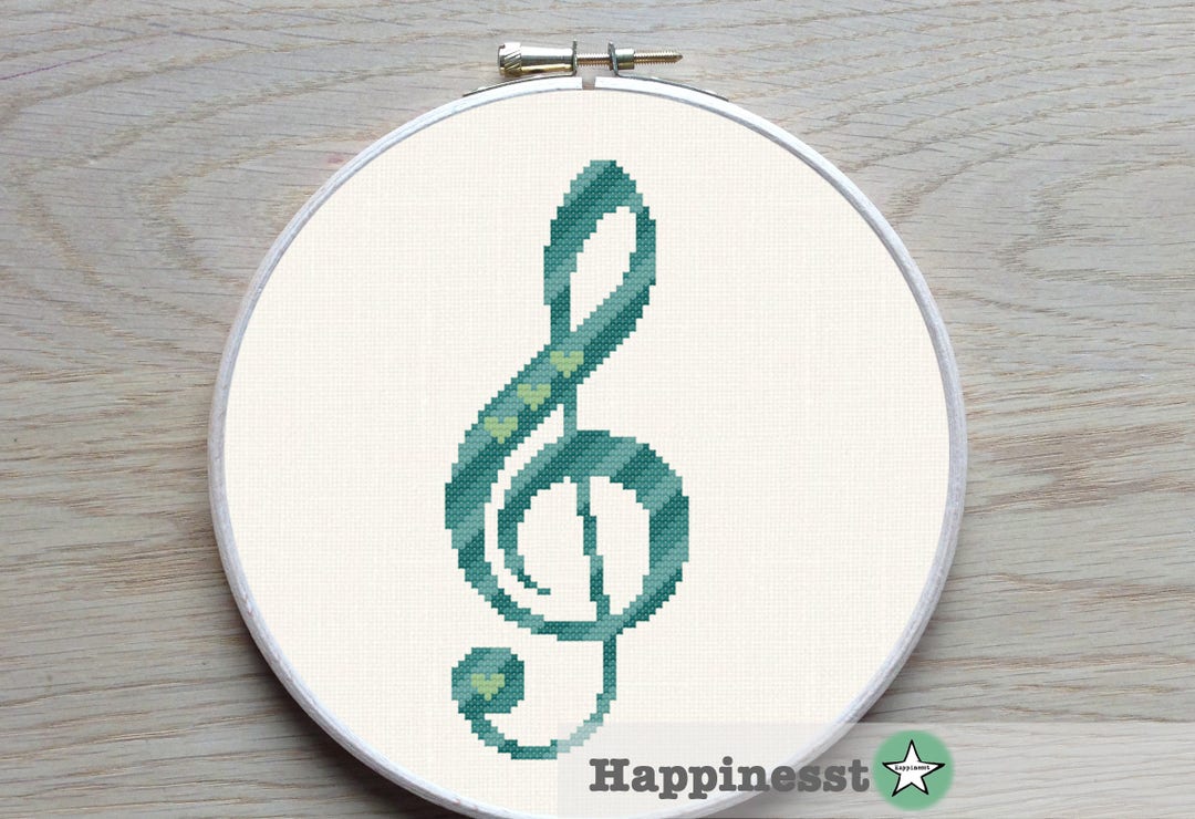 Cross Stitch Pattern G Clef, Treble Clef, Cross Stitch Music, Modern ...