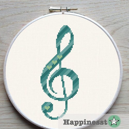 Floral Treble Clef Cross Stitch Pattern Music Cross Stitch - Etsy