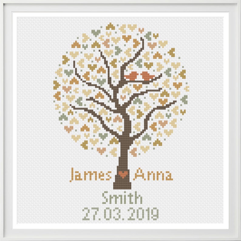 Wedding Cross Stitch Pattern Love Tree Wedding Tree Round | Etsy