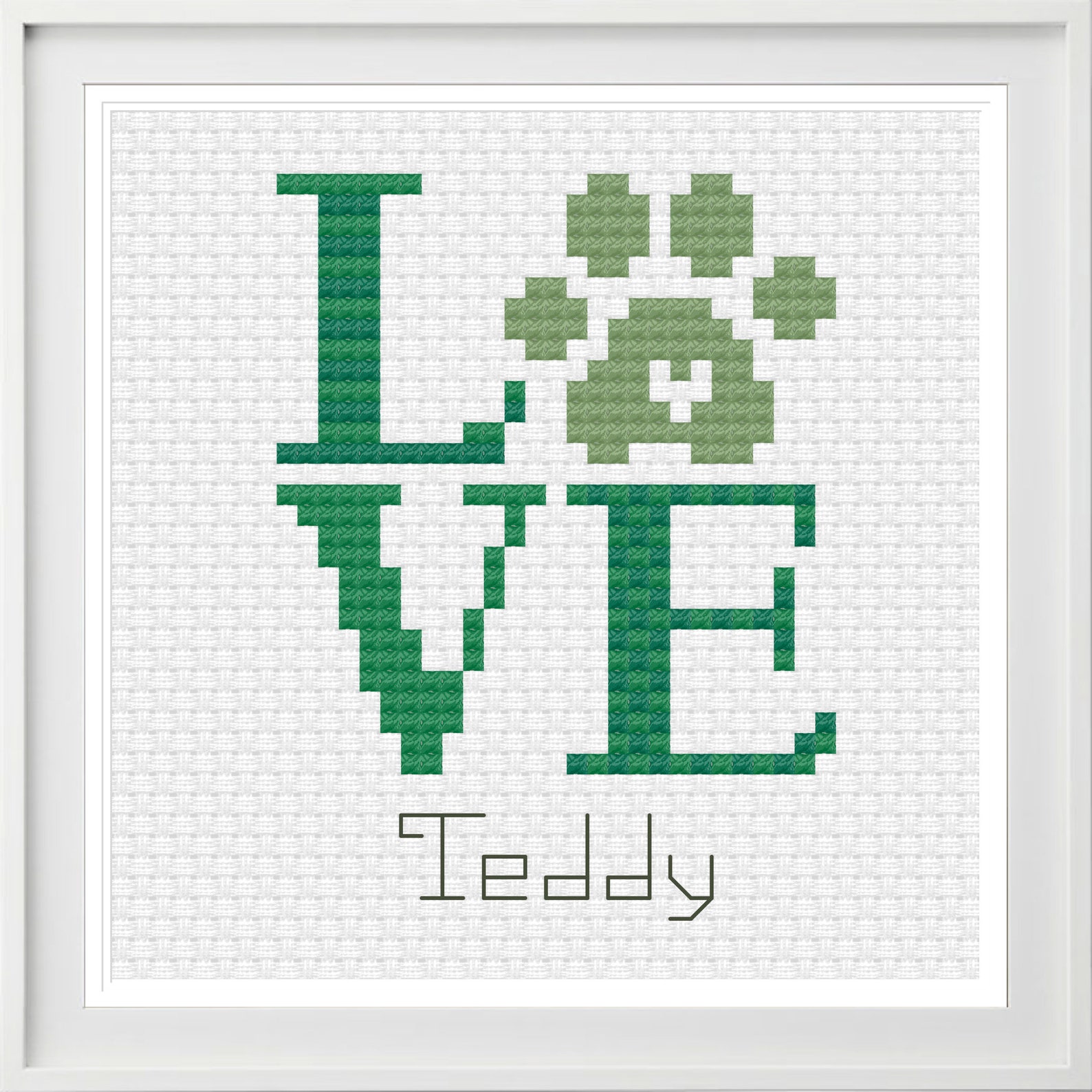 Cross Stitch Pattern, Paw Love Sign, Customisable, Ornament, PDF ...