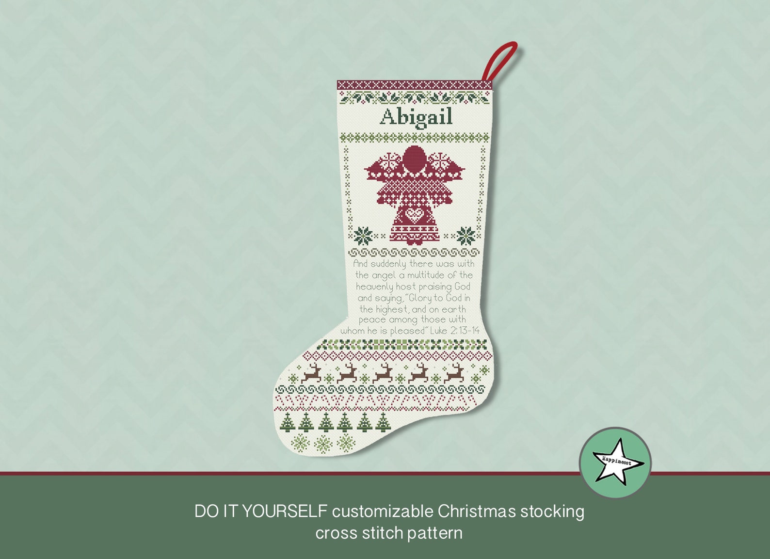Christmas Stocking Cross Stitch Pattern Angel, Religious, DIY ...