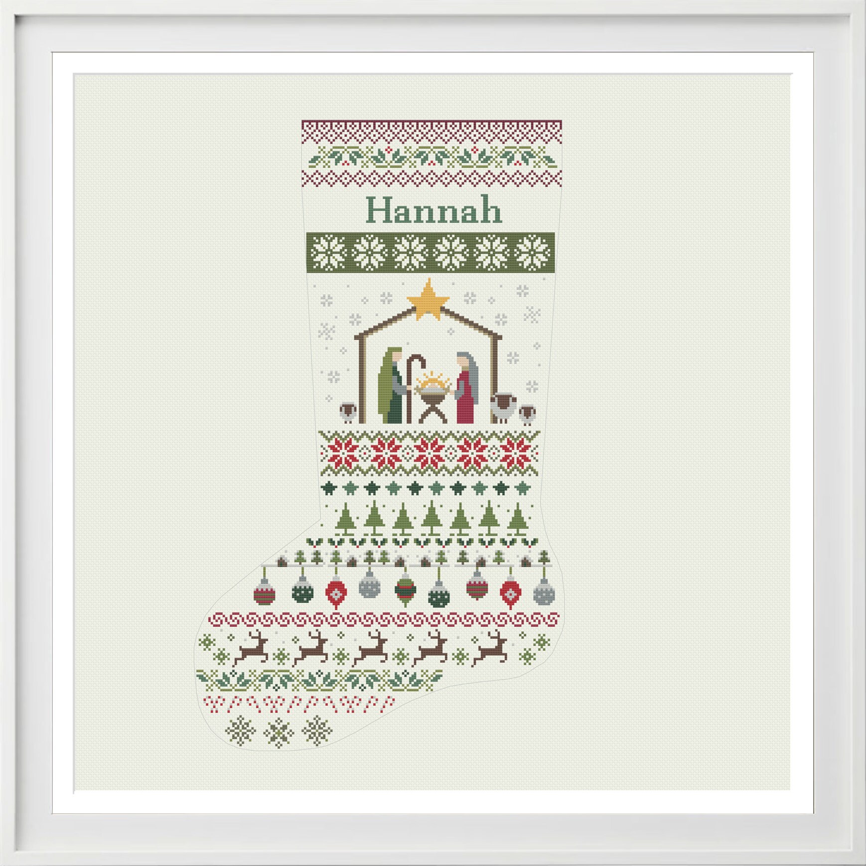 Christmas Stocking Cross Stitch Pattern Nativity Scene DIY | Etsy