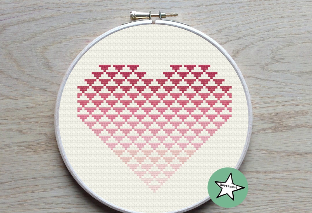 Geometric Modern Cross Stitch Pattern Heart Triangles Fading - Etsy