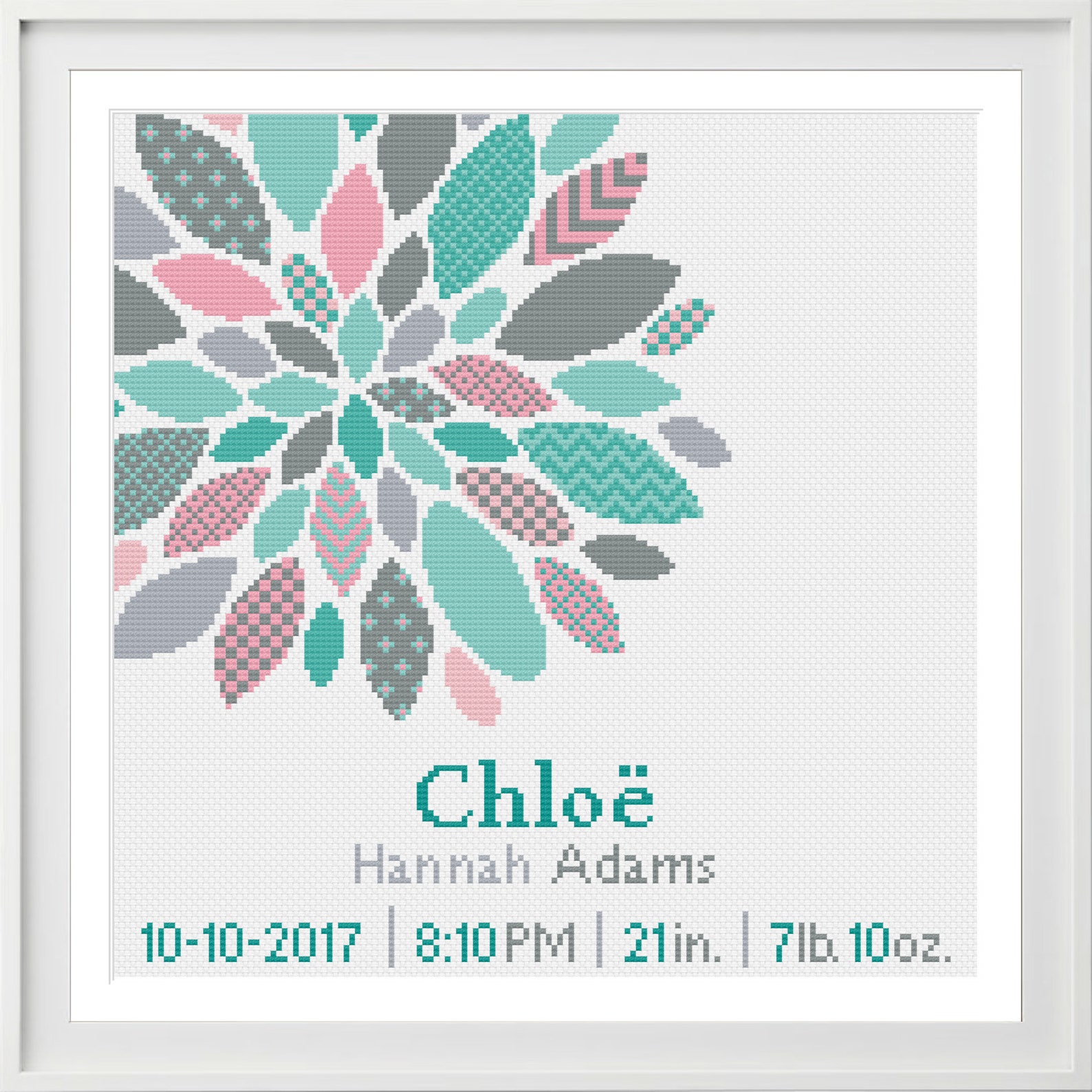 Cross Stitch Baby Birth Sampler Birth Announcement Modern | Etsy