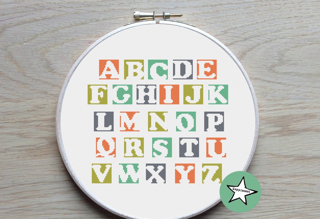 Modern Cross Stitch Pattern, Alphabet, Blocks, ABC, PDF Pattern ...