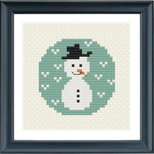 Christmas Cross Stitch Pattern, Mini Snowmen, Set of 7, Christmas ...