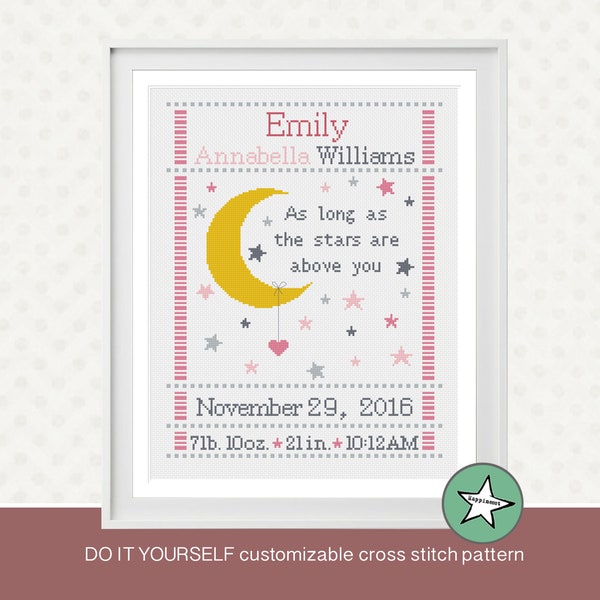 Moon Cross Stitch - Etsy