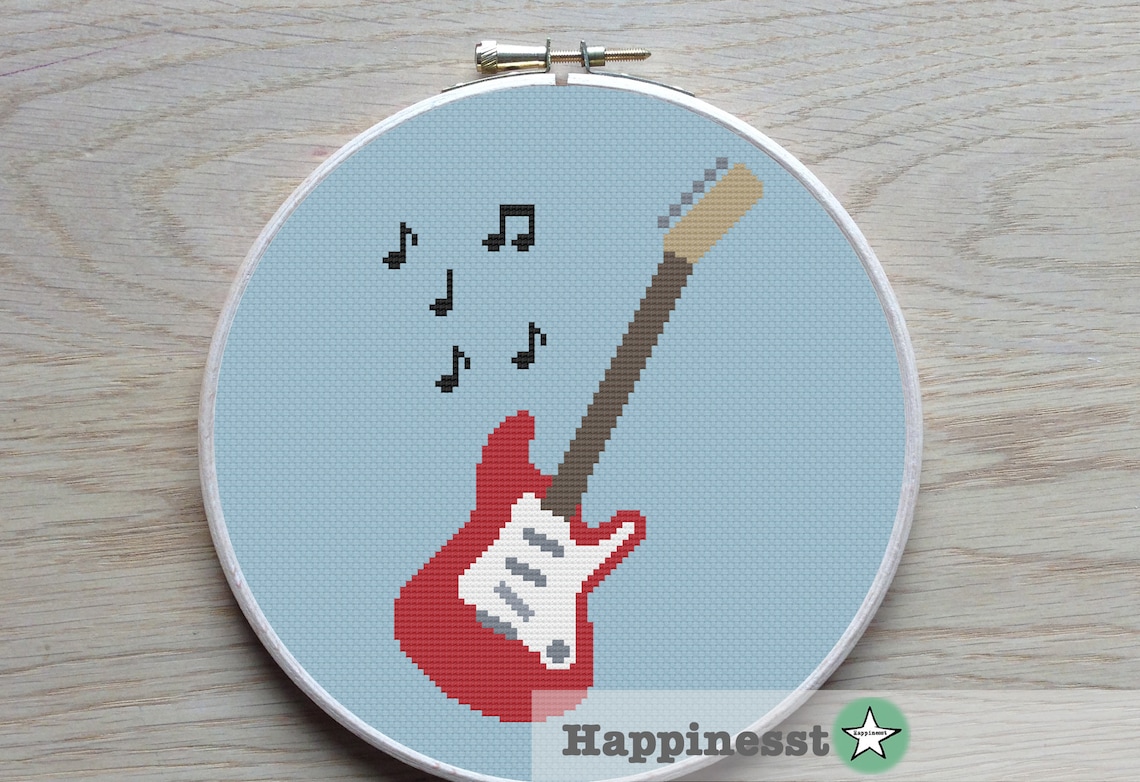 Cross Stitch Pattern Electric Guitar Modern Cross Stitch - Etsy