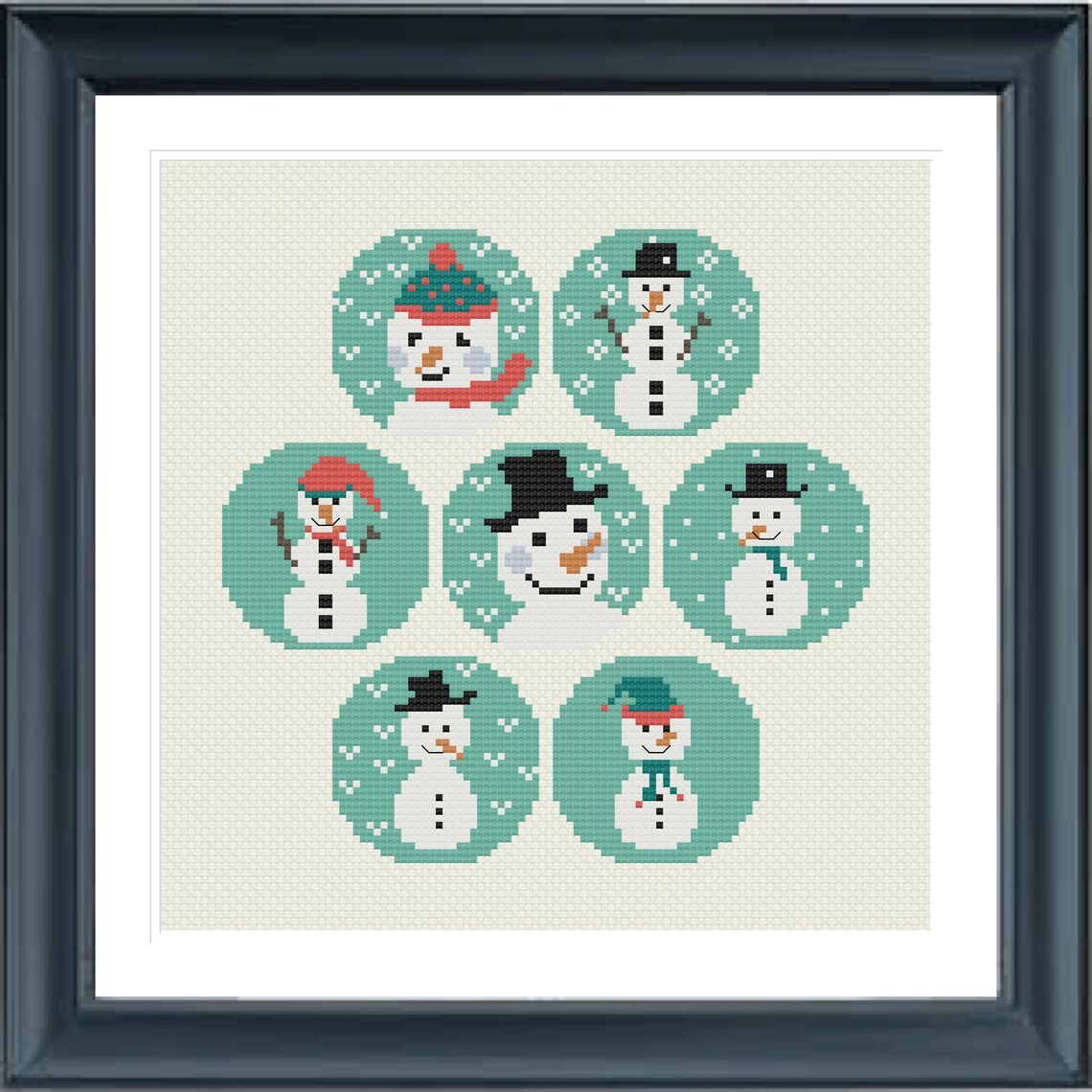 Snowmen Cross Stitch Pattern Christmas Pattern Modern Cross - Etsy