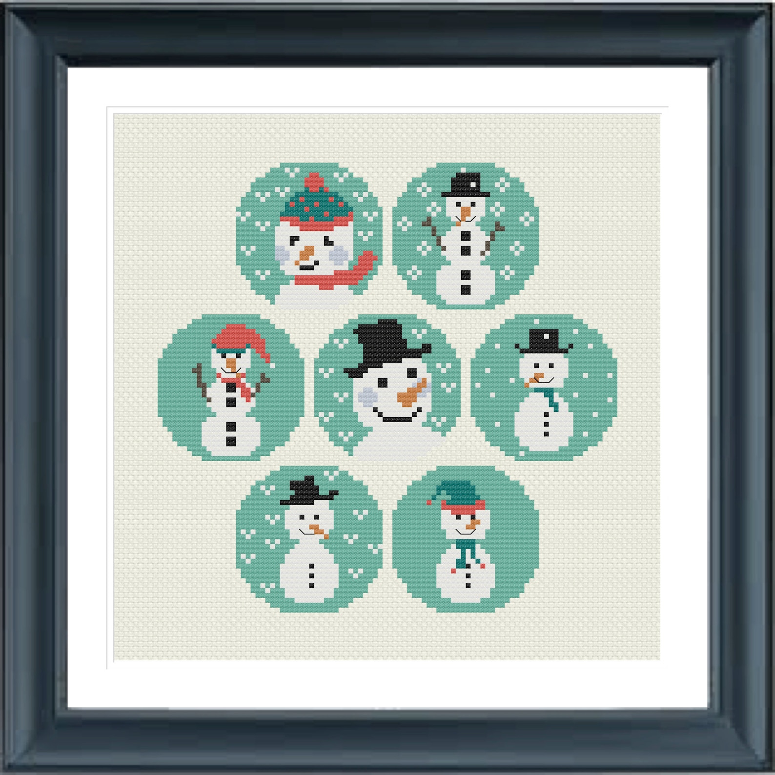 Snowmen Cross Stitch Pattern Christmas Pattern Modern Cross | Etsy