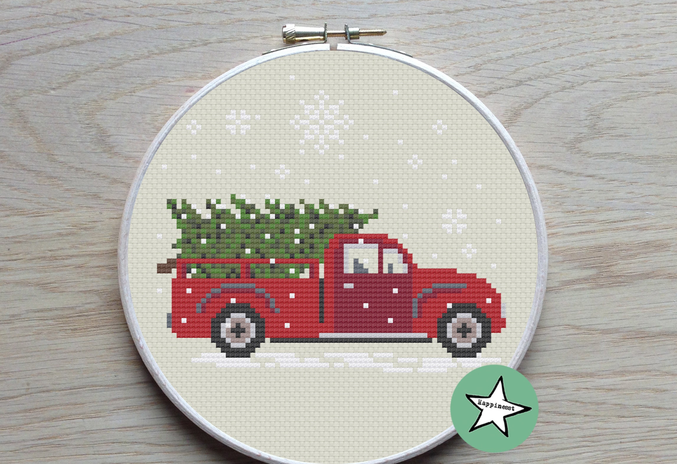 Fun in Plaid Jeep Counted Cross Stitch PDF Pattern Coaster Christmas ...