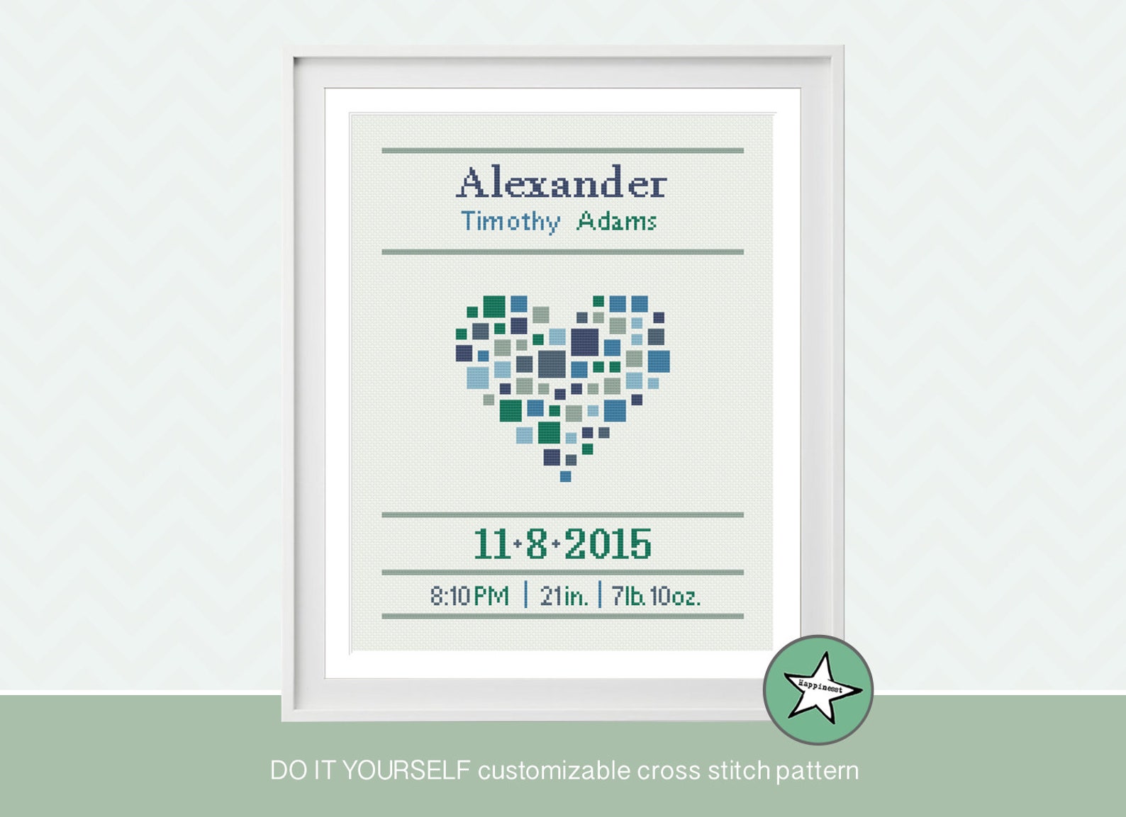 Cross Stitch Baby Birth Sampler Birth Announcement Heart - Etsy