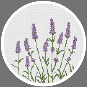 Cross Stitch Pattern Lavender Modern Cross Stitch Flower | Etsy