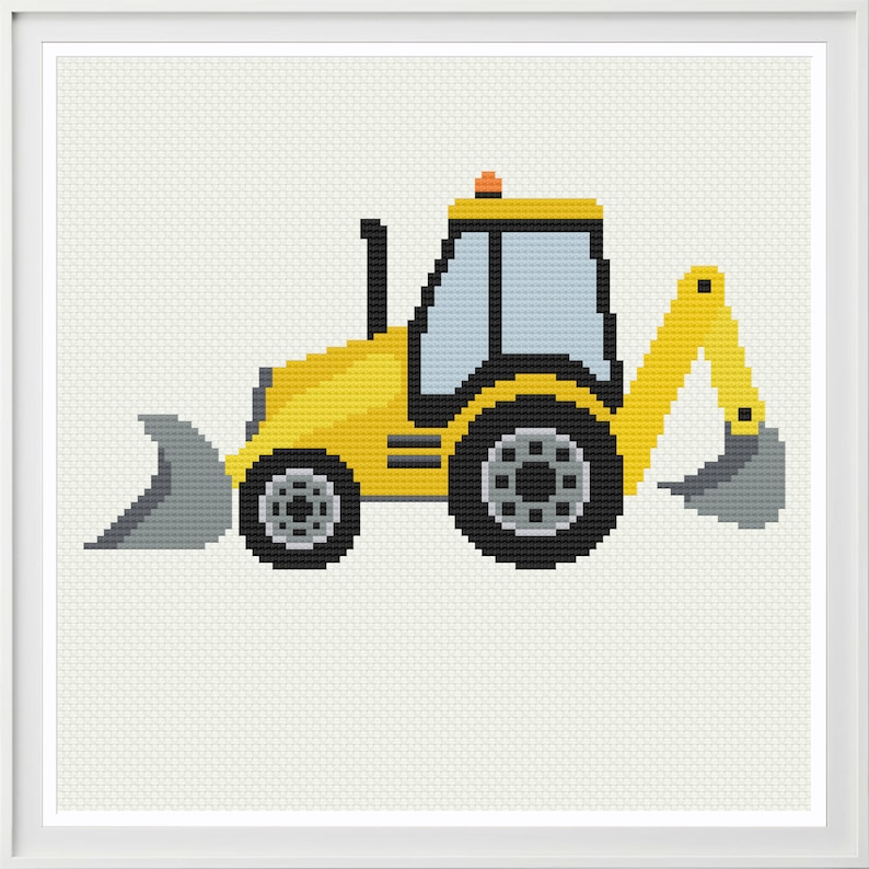 Backhoe Cross Stitch Pattern, Construction Nursery Decor (PDF Pattern ...