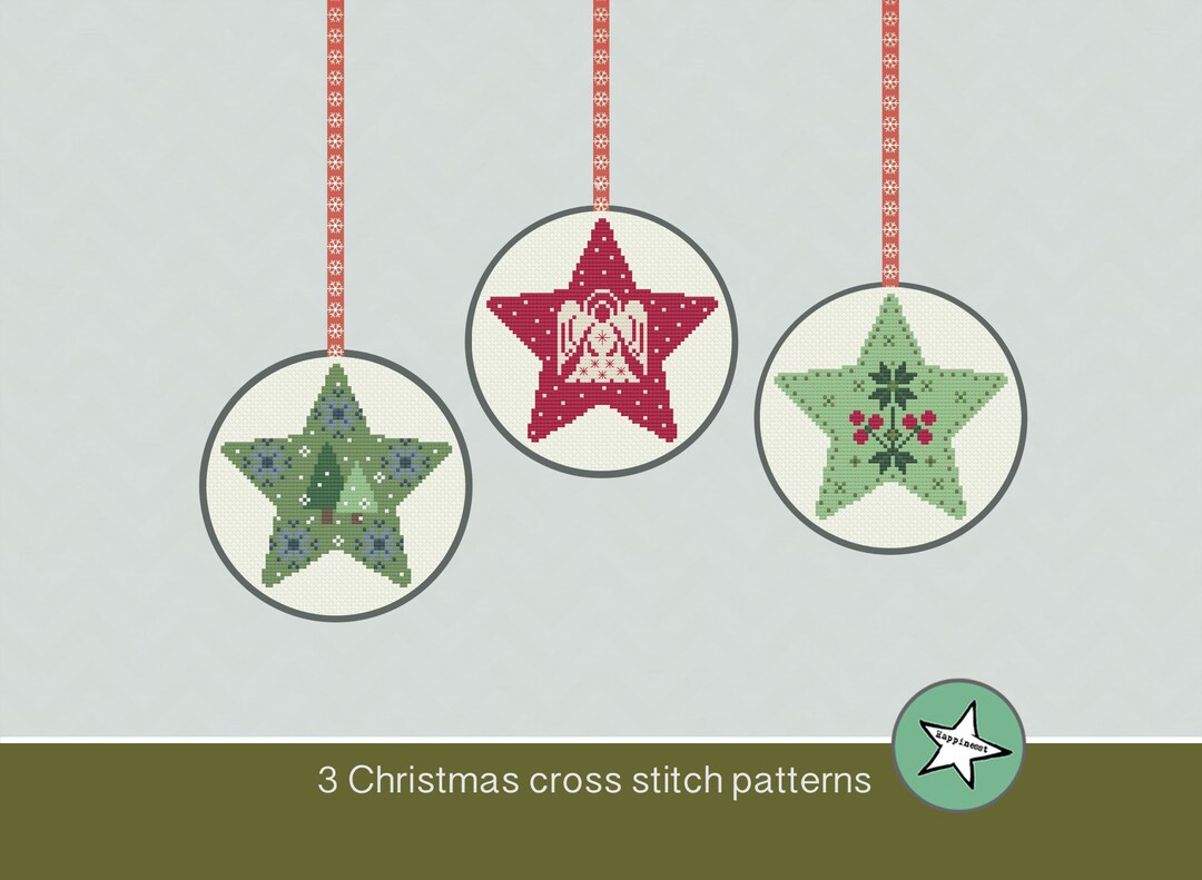Christmas Star Ornament Cross Stitch Pattern, Set of 3 (PDF) - Etsy