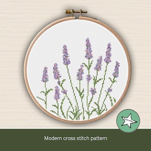 Cross Stitch Pattern Lavender, Modern Cross Stitch, Flower, PDF Pattern ...