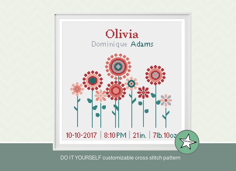 Cross stitch pattern baby birth sampler birth announcement | Etsy