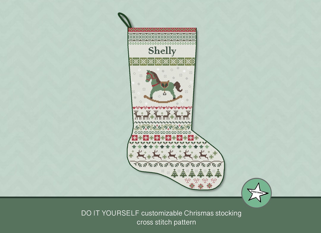 Christmas Stocking Cross Stitch Pattern Rocking Horse, Pointing Right ...