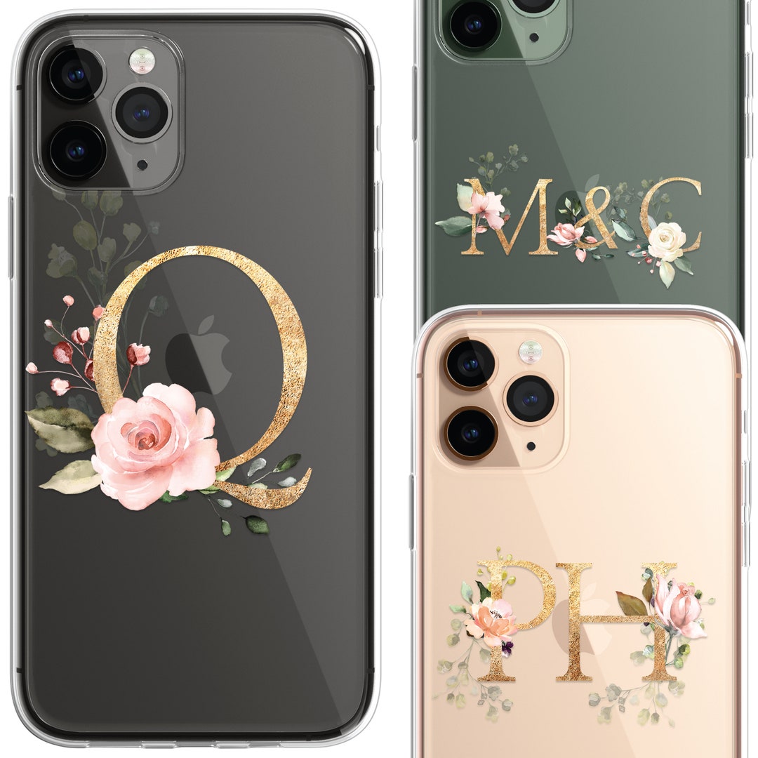 Personalised Monogram Custom Silicone CLEAR Phone Case Cover Floral ...