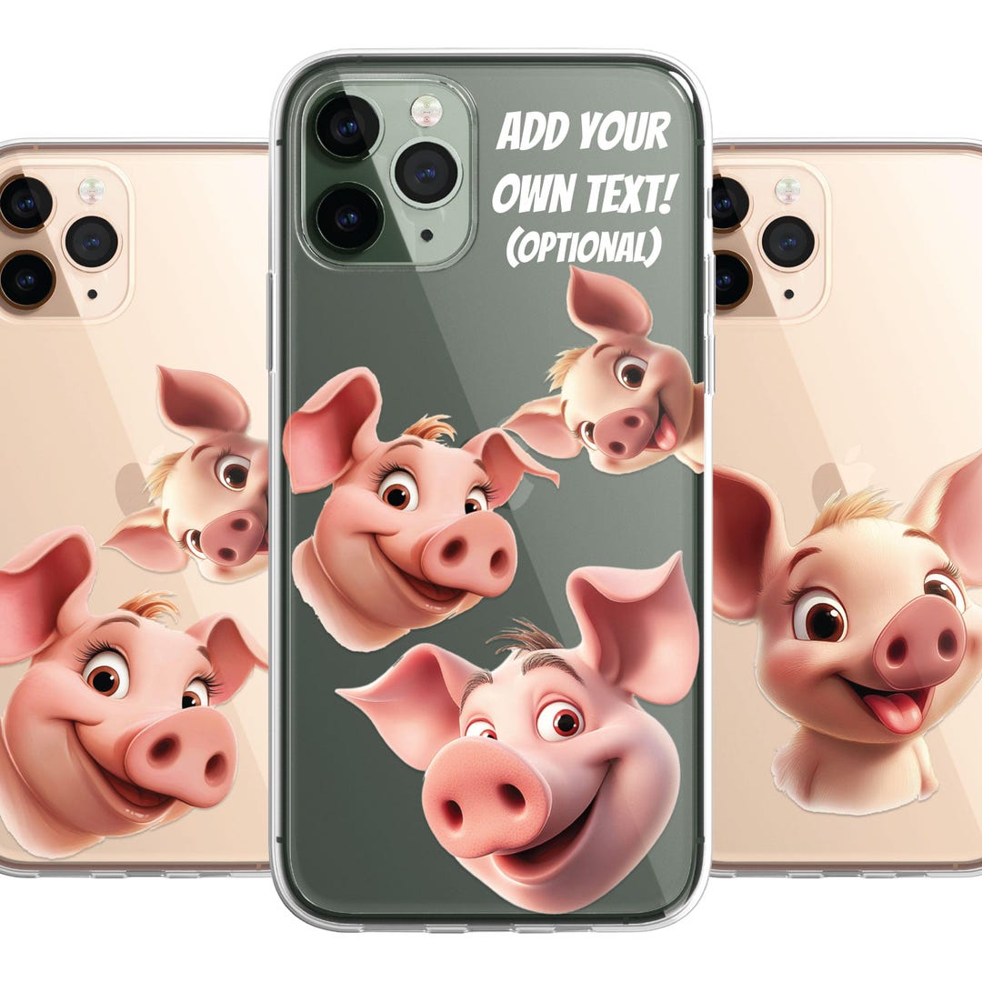 Pig Piglet Custom Cartoon Phone Case Personalised CLEAR Cute Family ...