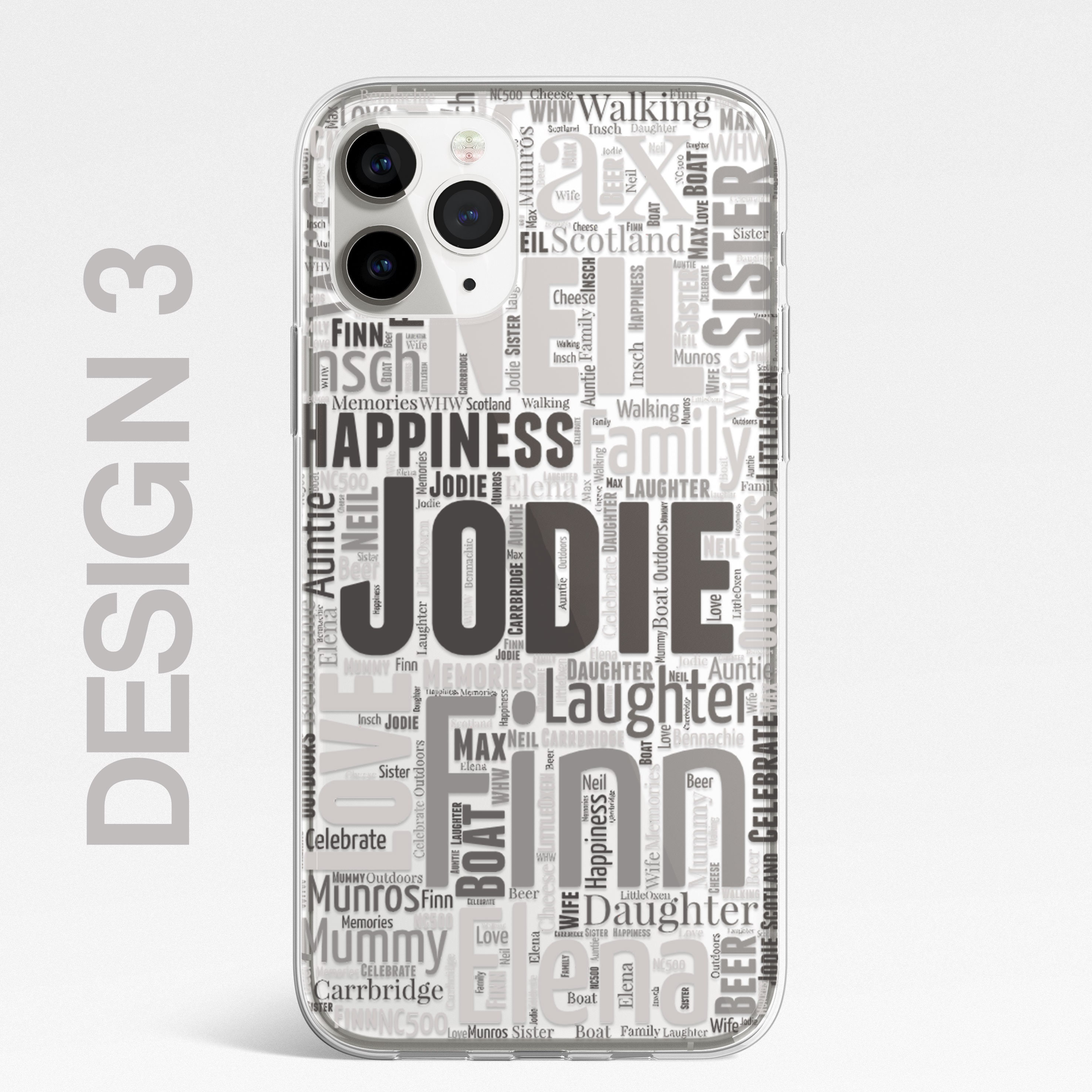 Personalised Word Art 2 Names Initials Custom Silicone CLEAR Phone Case ...