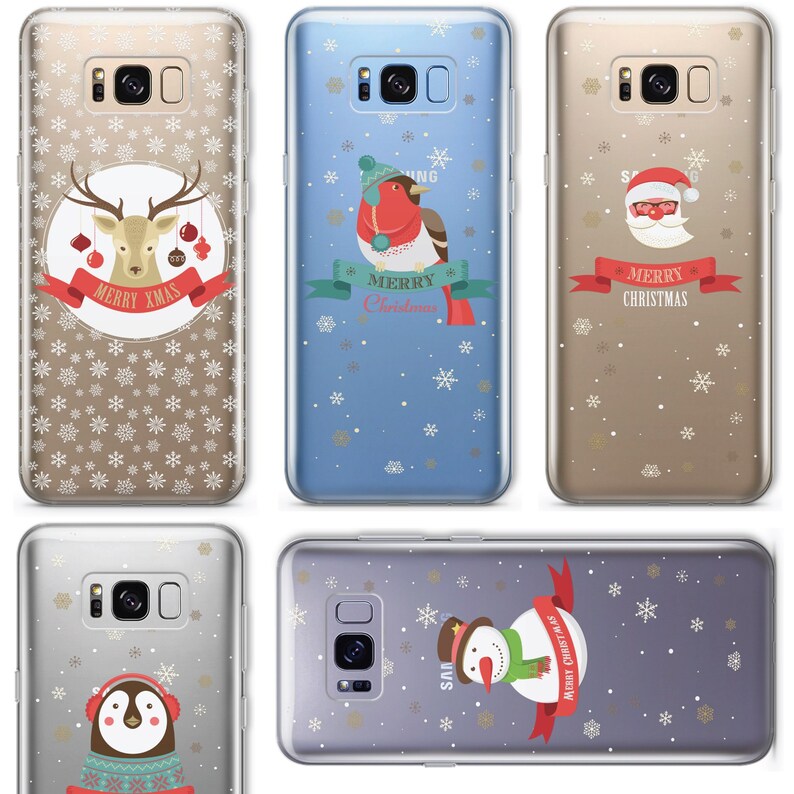 Christmas Festive Santa Reindeer CLEAR TPU Phone Cover Case for iPhone ...
