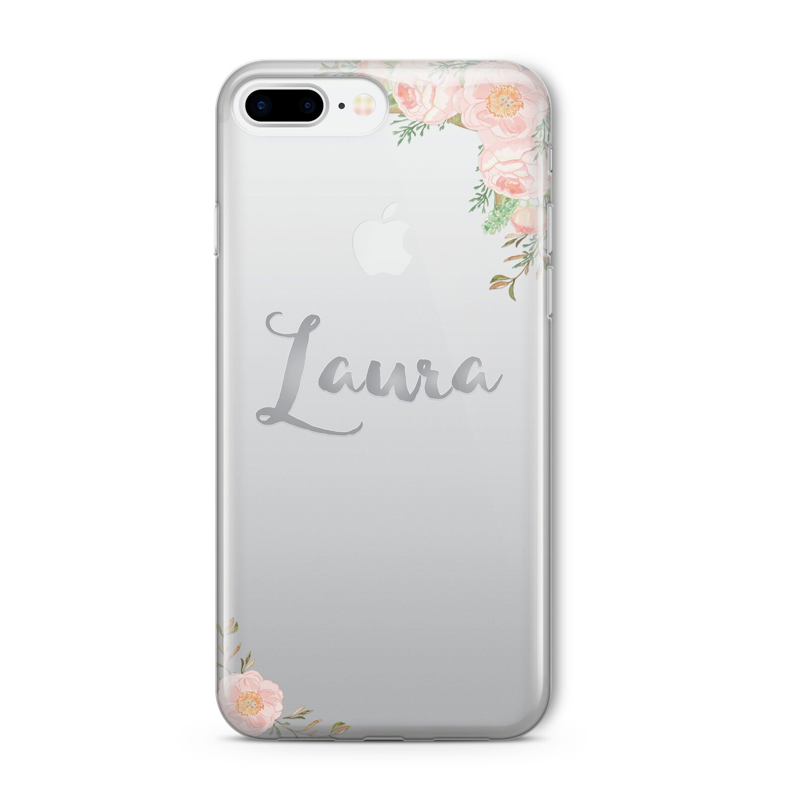 Personalised CLEAR OPAQUE FLORAL Font Phone Case Cover for iPhone 14 13 ...