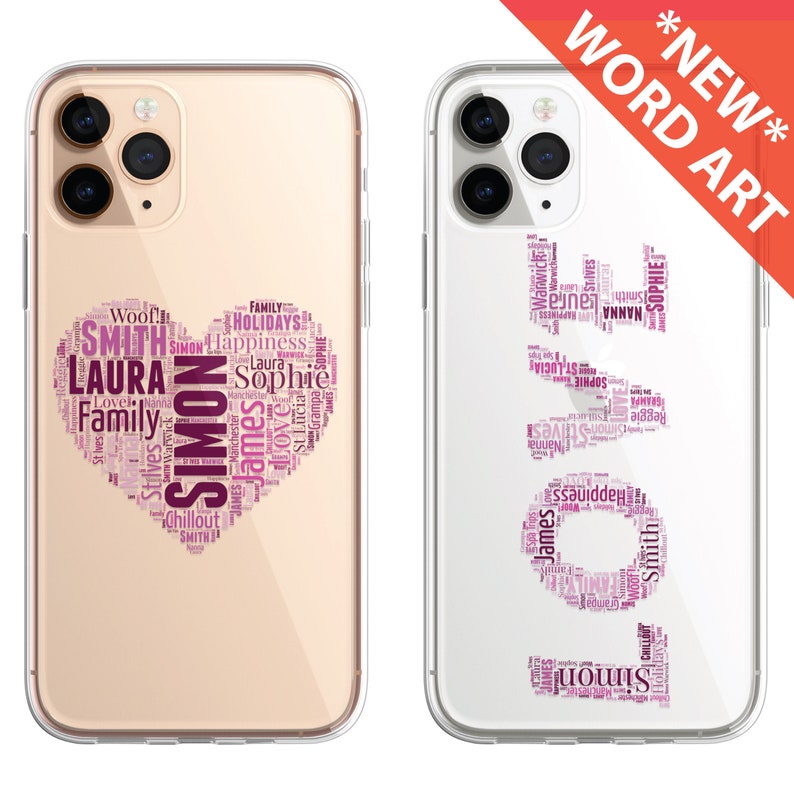 Personalised Initials Names Custom Silicone CLEAR Phone Case | Etsy