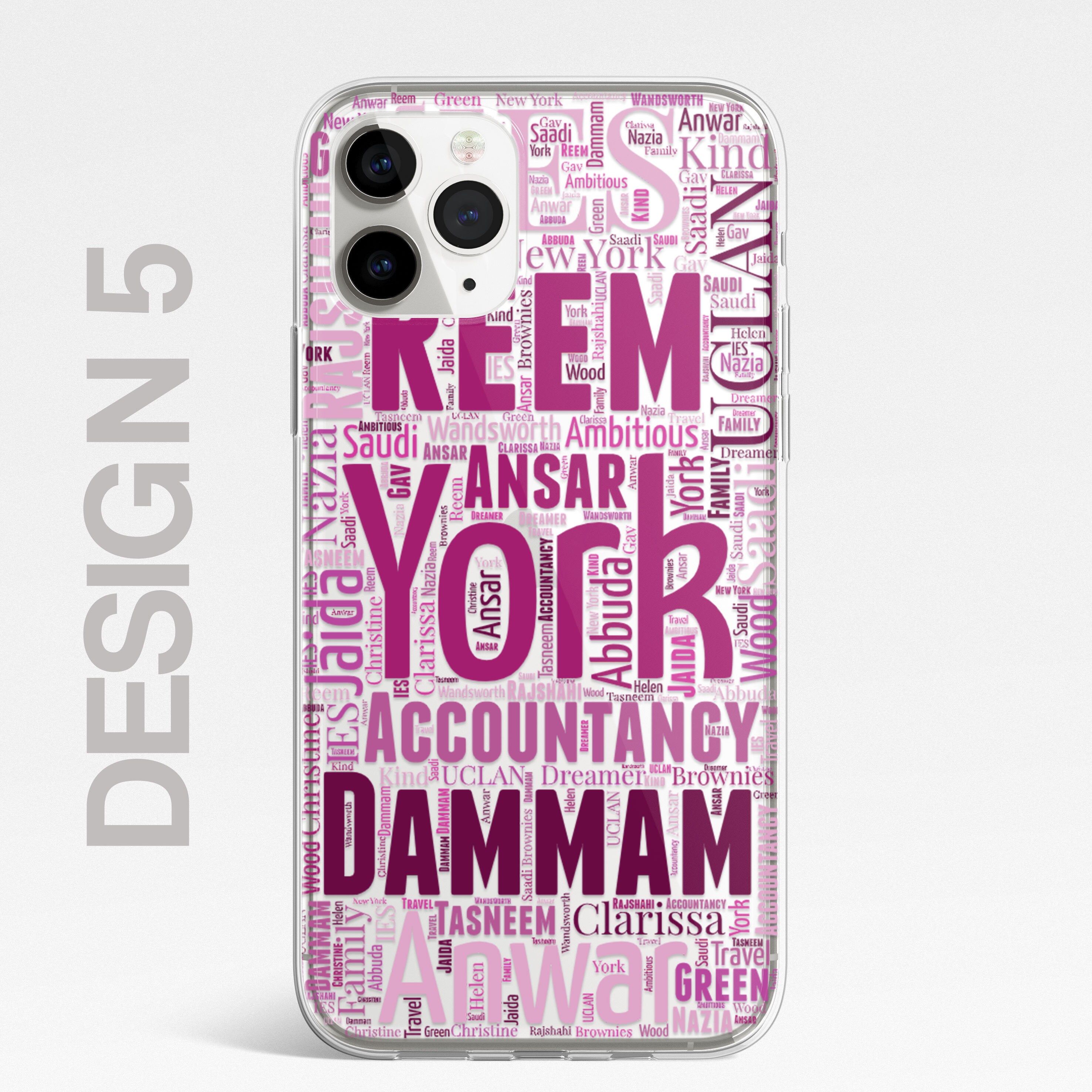 Personalised Word Art 2 Names Initials Custom Silicone CLEAR Phone Case ...