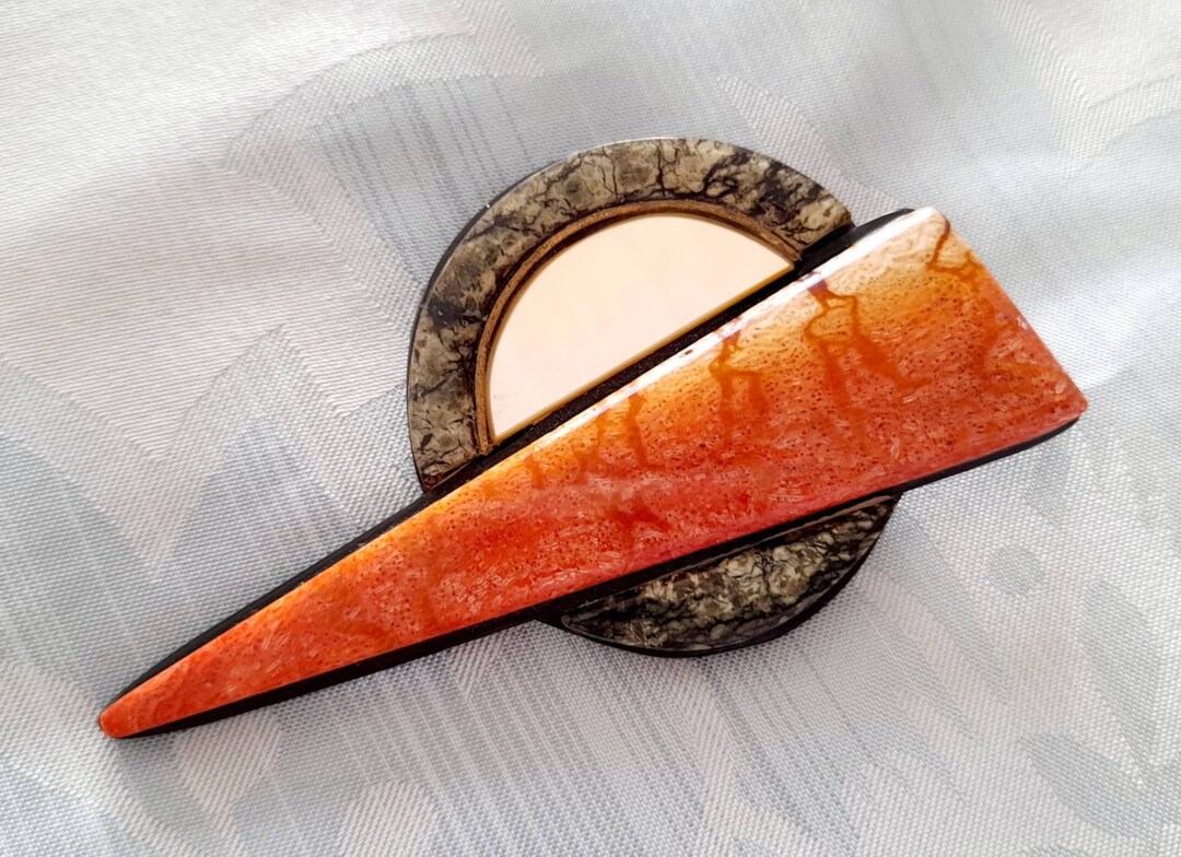 Retro Bakelite Brooch, Vintage French Jewelry, Bug Brooch, Artisanal ...