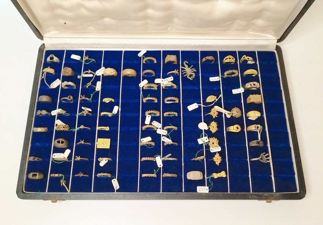 Rare Vintage French Multiple Ring Display Box, Antique Ring Box, 108 ...