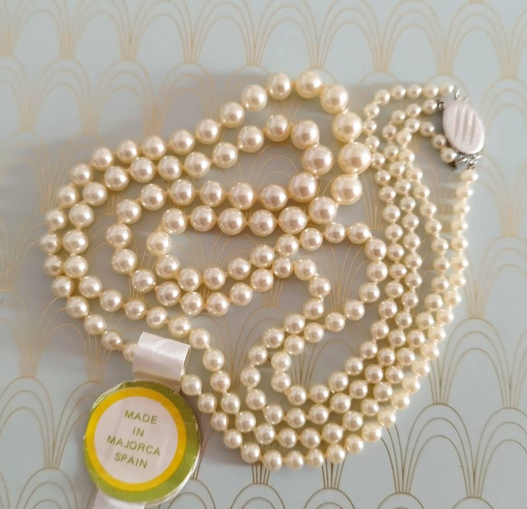 Art Deco Pearl Necklace, Flappers Necklace, Vintage Mallorca Pearl ...