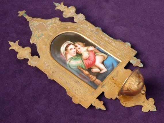 Luxury French Religious Benetier. Hand Painted Miniature | Etsy