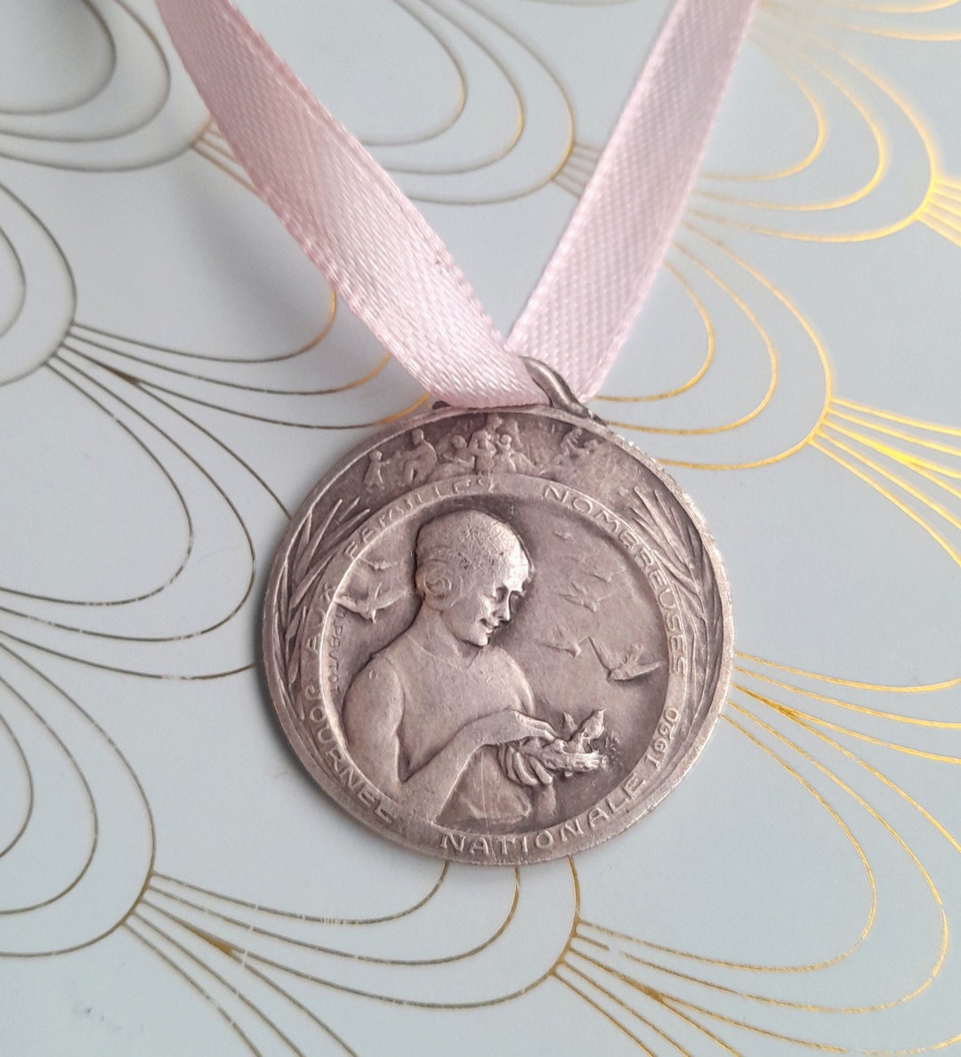 Vintage French Art Nouveau Pendant, Antique Art Nouveau Necklace, Art ...