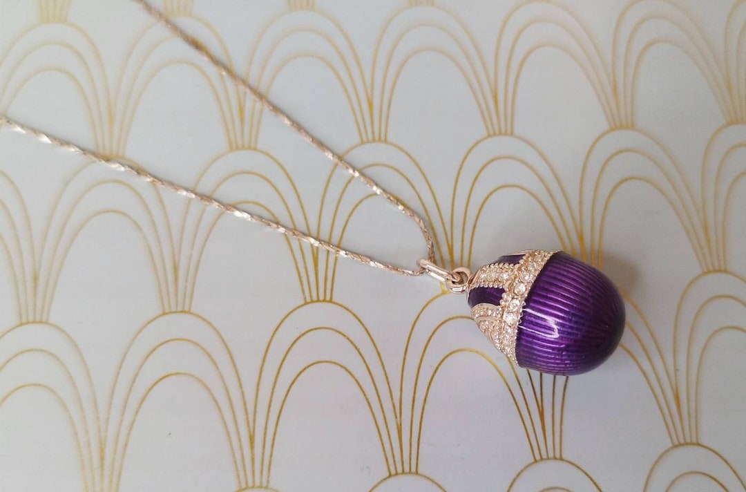 Vintage Faberge Egg Necklace, Fabergé Easter Egg, Antique French Enamel ...