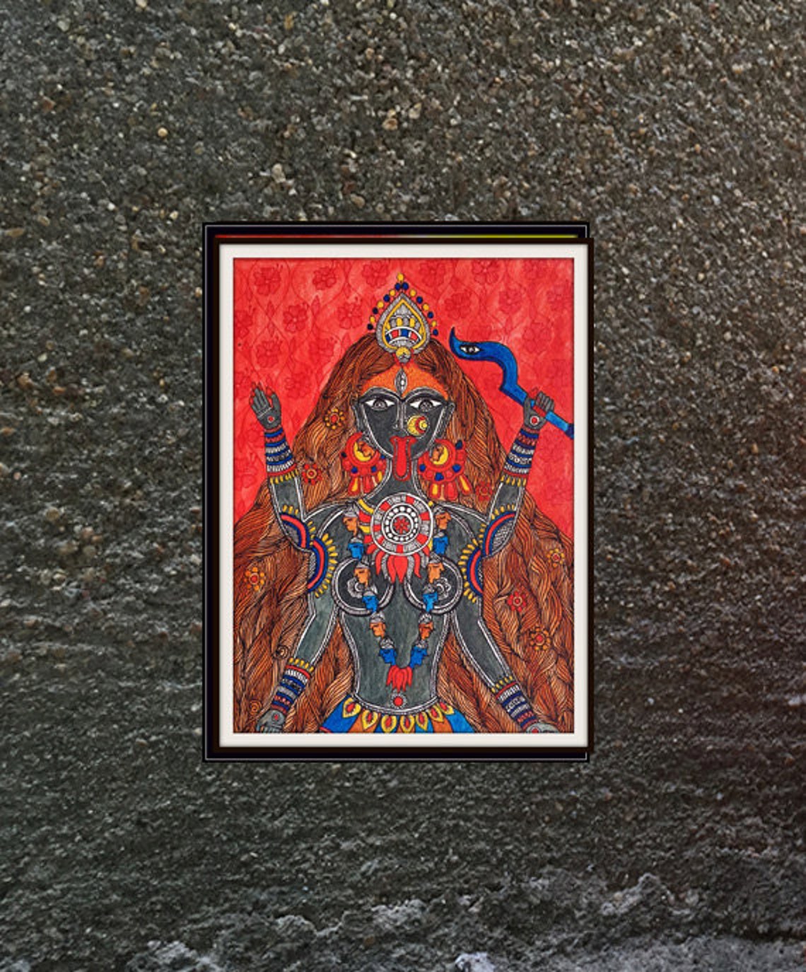 Goddess Kali on Watercolor Paper-relgious Indian Art - Etsy