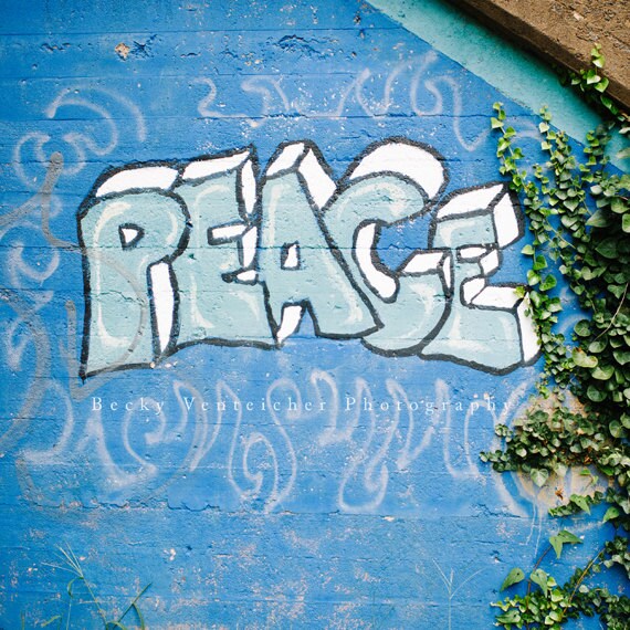 Peace graffiti art inspirational photo modern wall art | Etsy