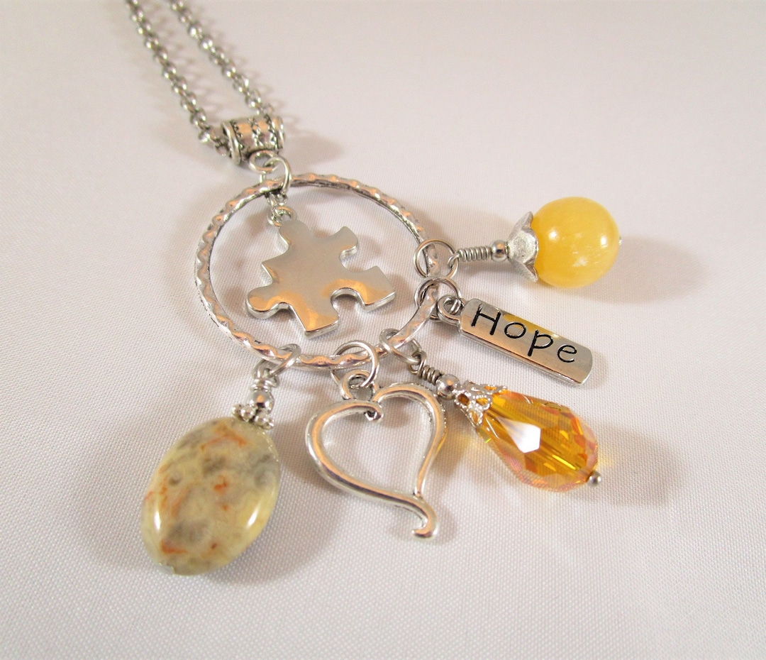 Autism Awareness / Love Needs No Words / Hope / Puzzle Piece Necklace ...