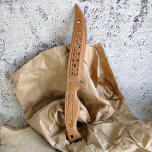 Wooden Carved Boline, Athame Ritual Dagger, Wood Magic Knife, Wicca Tribal Witches Altar Tool ...