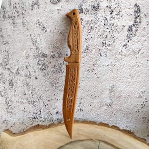 Wooden Carved Boline, Athame Ritual Dagger, Wood Magic Knife, Wicca Tribal Witches Altar Tool ...