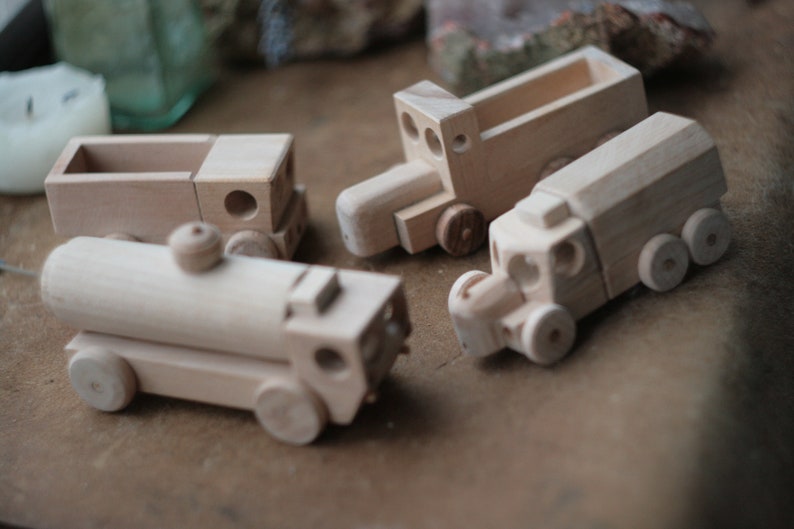 Large Dump Truck Wooden Model Rotation Wheels Handcarved - Etsy