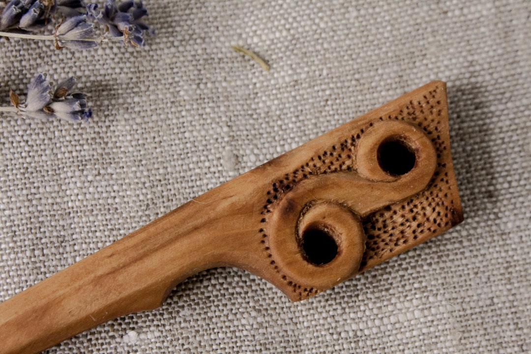 Simple Wooden Carved Hairstick With Carved Top, Abstract Design Hairpin ...