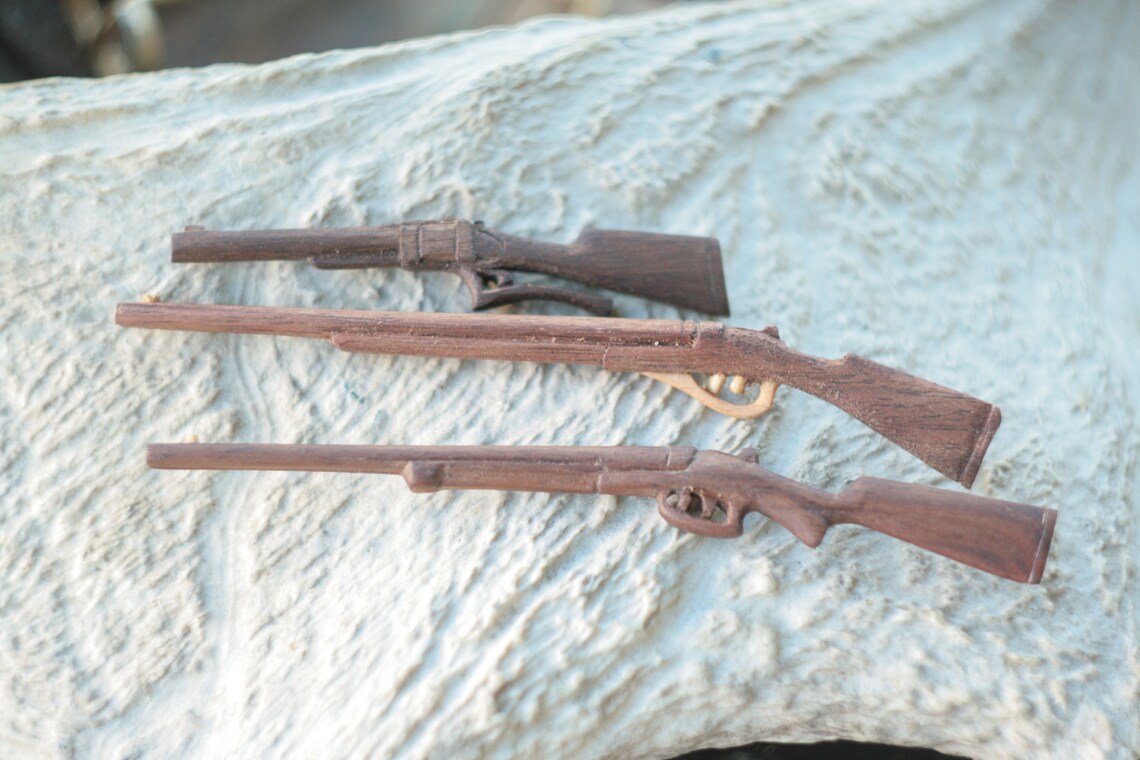 Old fashioned guns wooden model vintage weapon collectible | Etsy