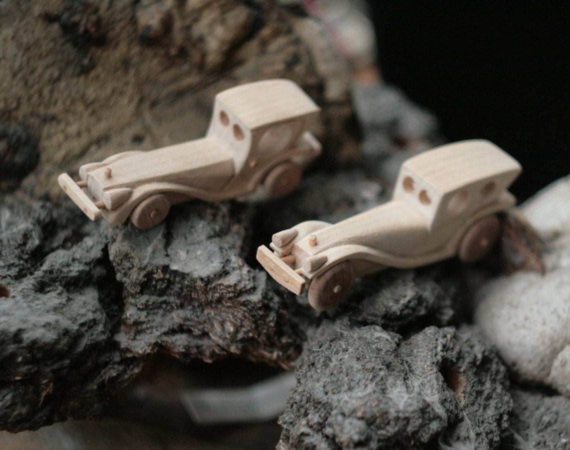 Vintage Wooden Car Model Rotating Weels Collectible - Etsy