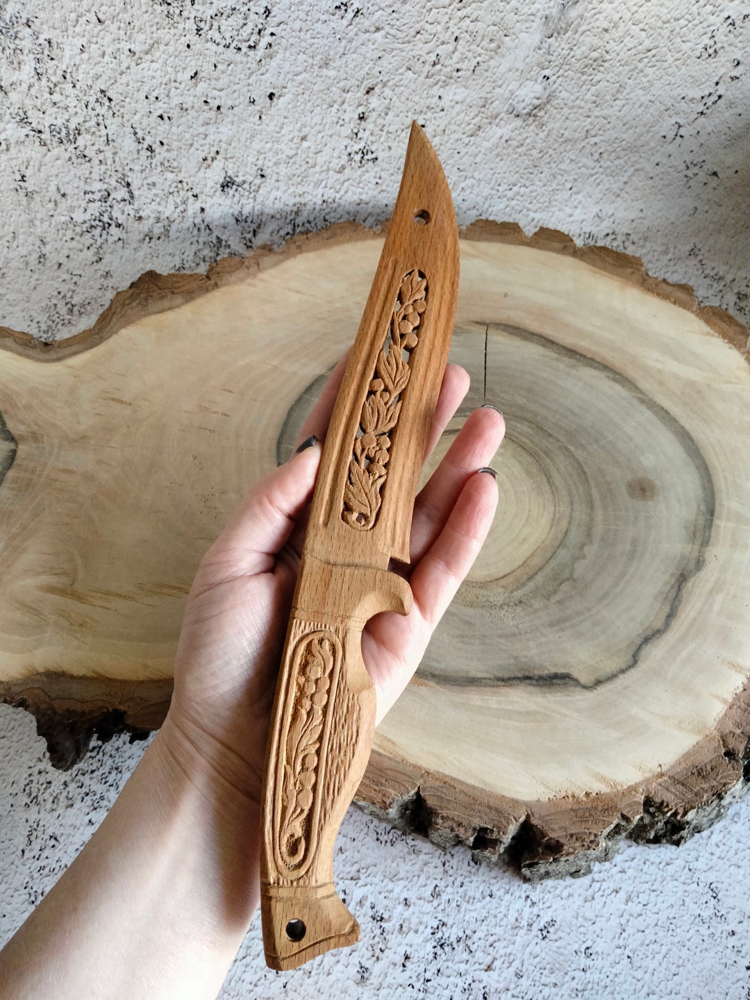 Wooden Carved Boline, Athame Ritual Dagger, Wood Magic Knife, Wicca Tribal Witches Altar Tool ...