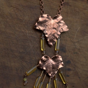 Long Leaf Necklace Ivy Leaves Electroformed Electroplated - Etsy