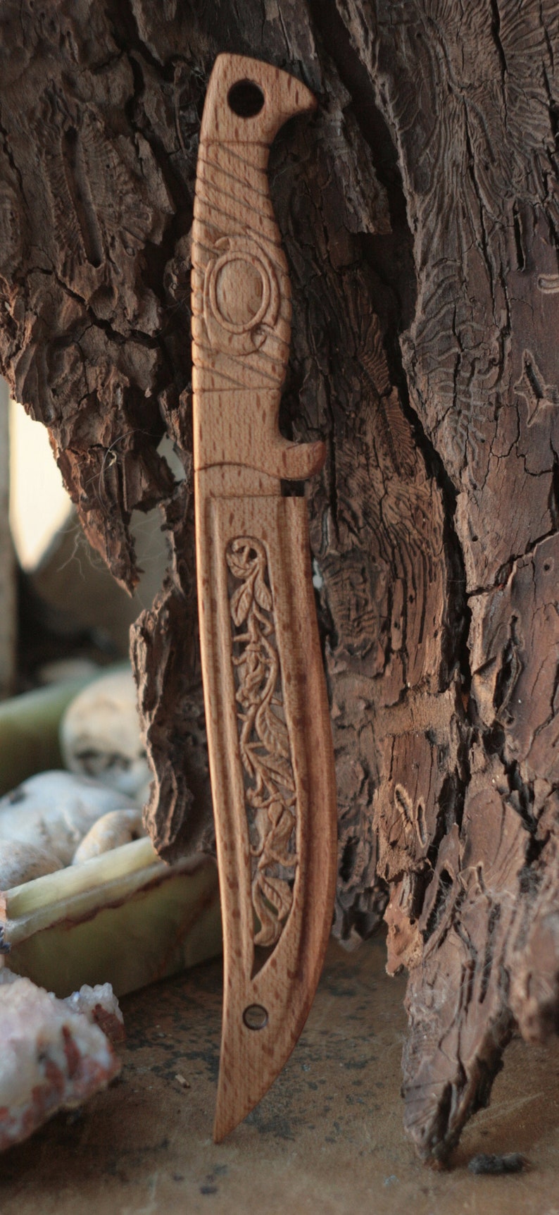 Wooden Carved Boline Athame Ritual Dagger Wood Magic Knife | Etsy